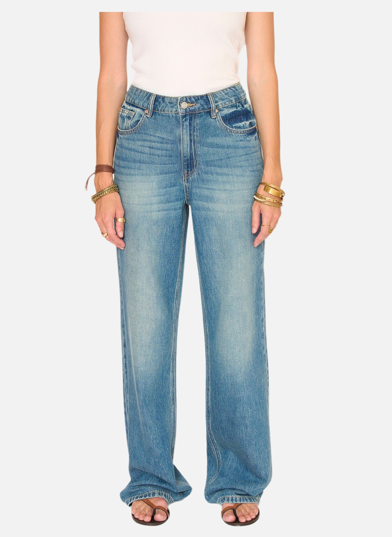 MKT Studio Jeans droit Jean Poka Tokyo Denim Blue Harris Wash femme ...