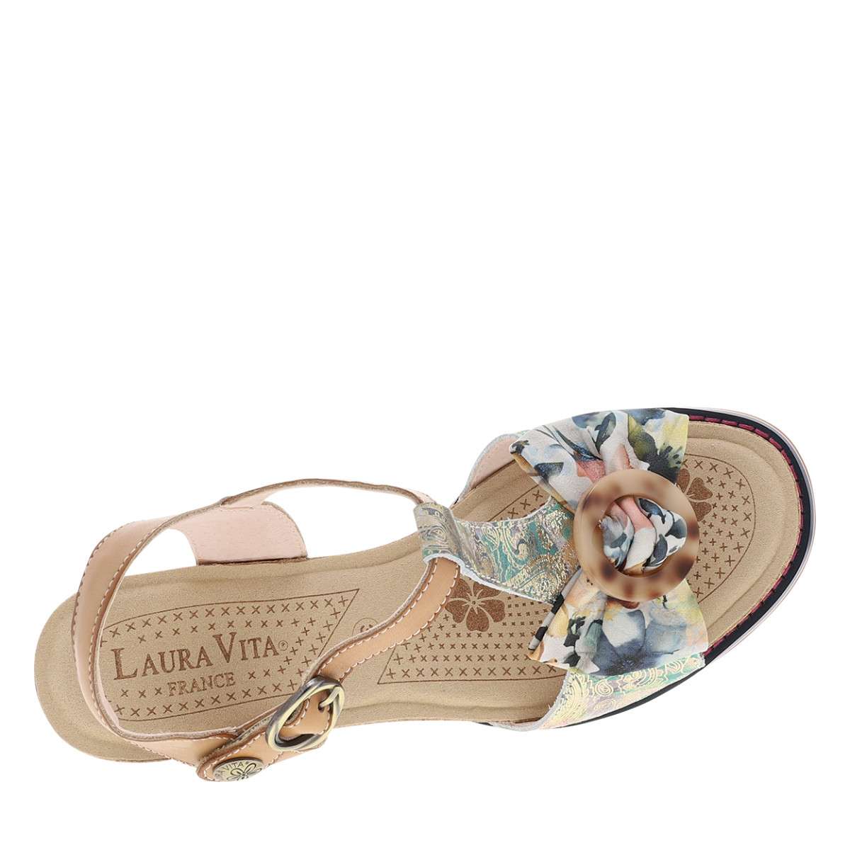 Laura Vita Sandales Nu-pieds cuir talon décroché moyen femme beige ...